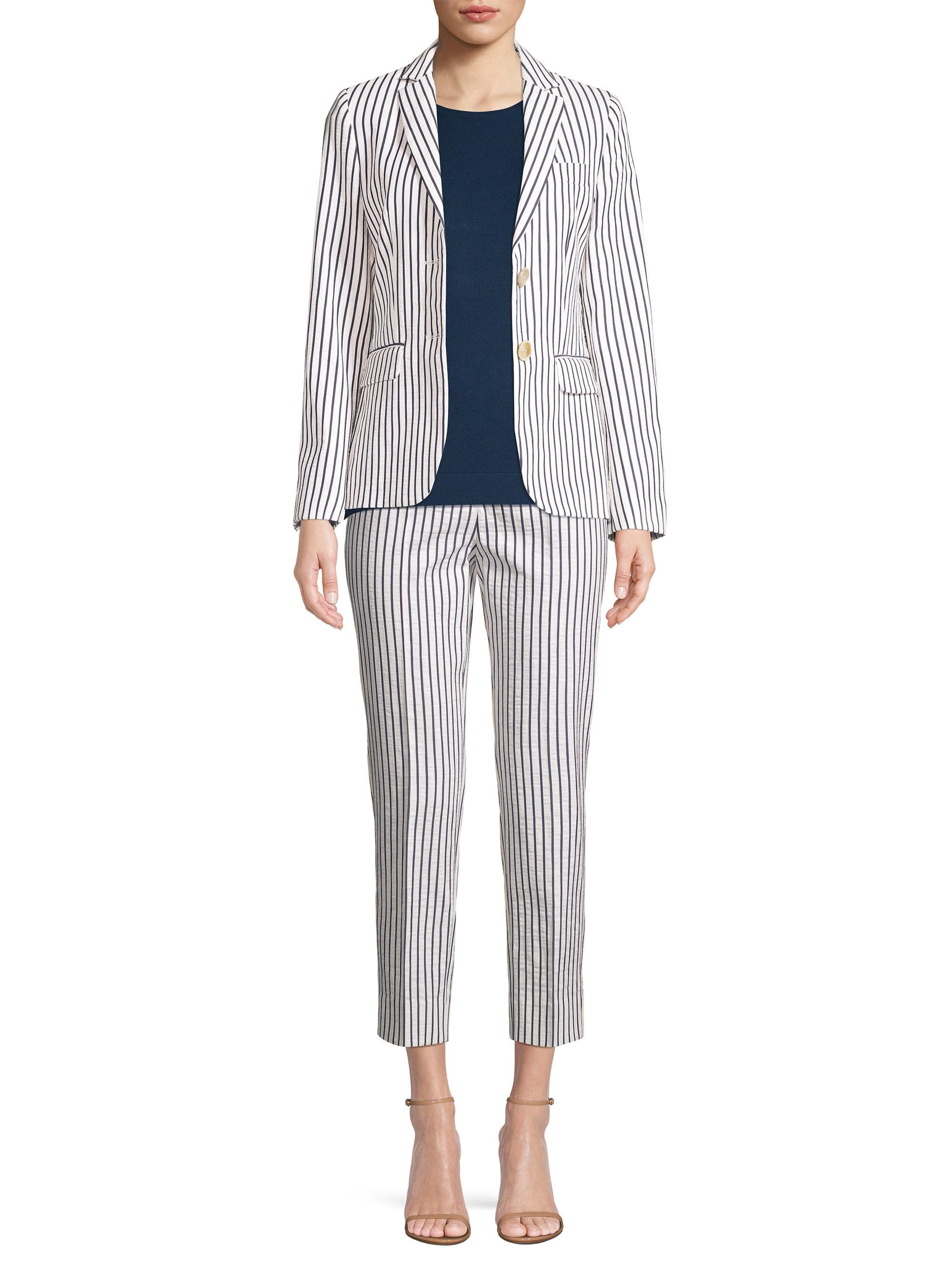 Piazza Sempione Brigitte Striped Capri Pants in Blue - Lyst