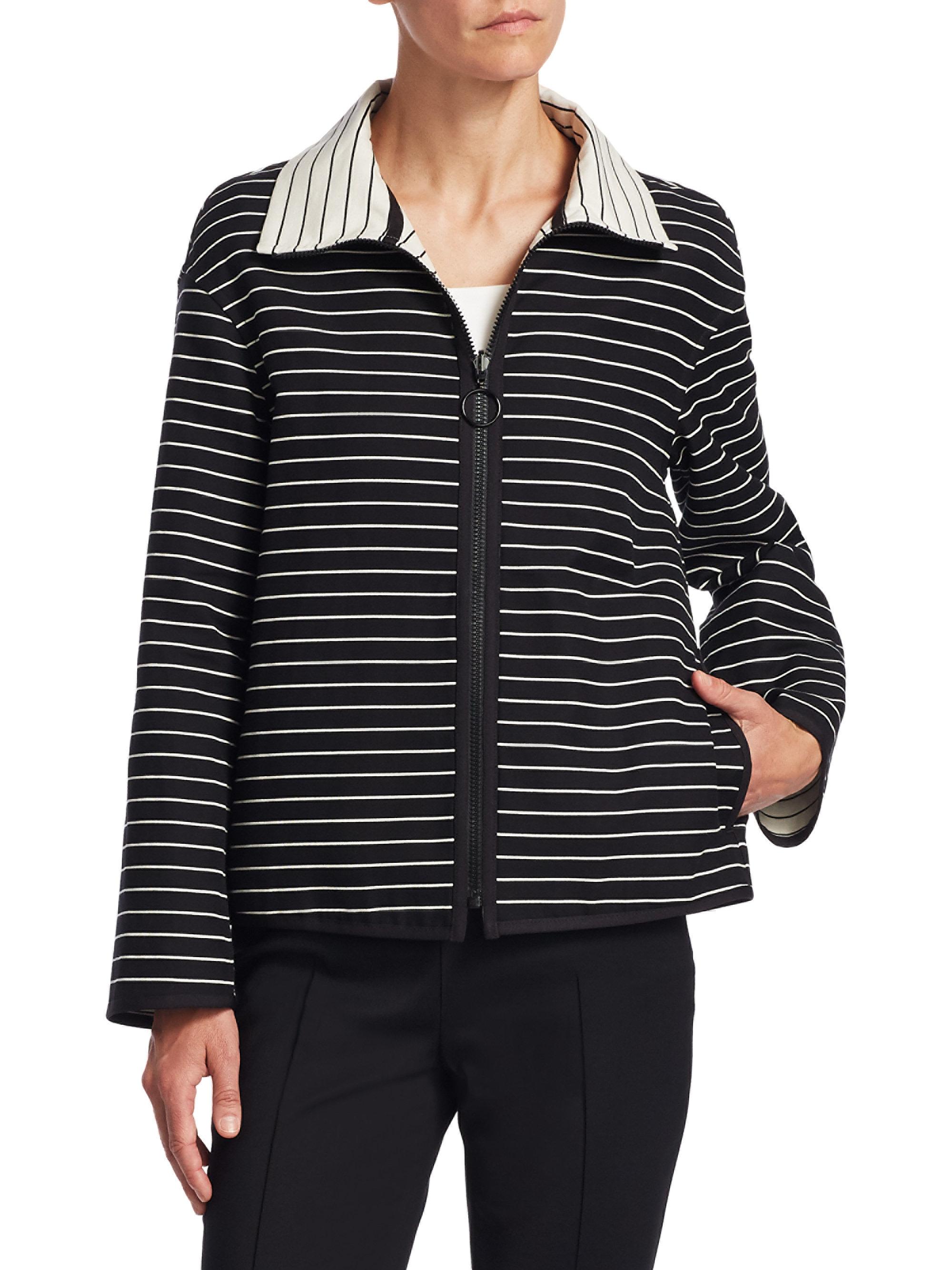 Akris Punto Reversible Striped Jacket in Black - Lyst