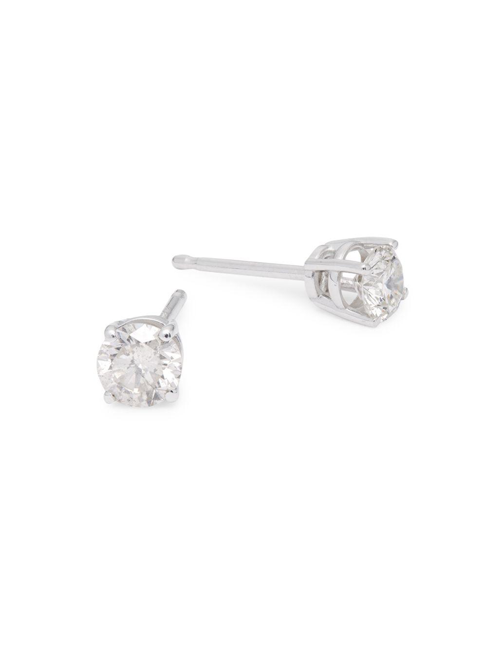 Lyst - Saks Fifth Avenue 14k White Gold & Diamond Stud Earrings in Metallic