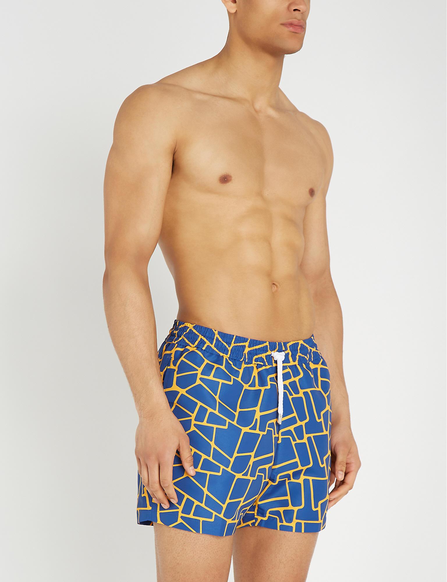 Frescobol Carioca Caminho Tile-print Swim Shorts in Blue for Men - Lyst