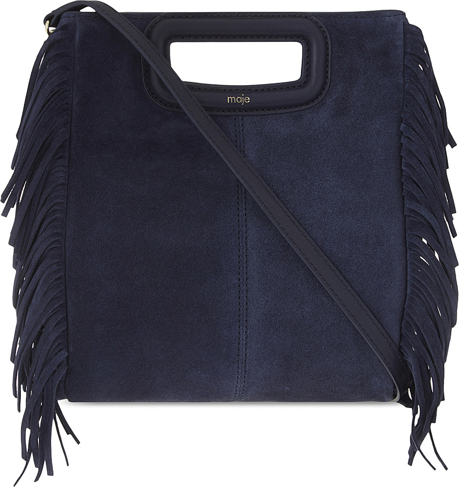 Lyst - Maje The M Suede Cross-body Bag in Blue