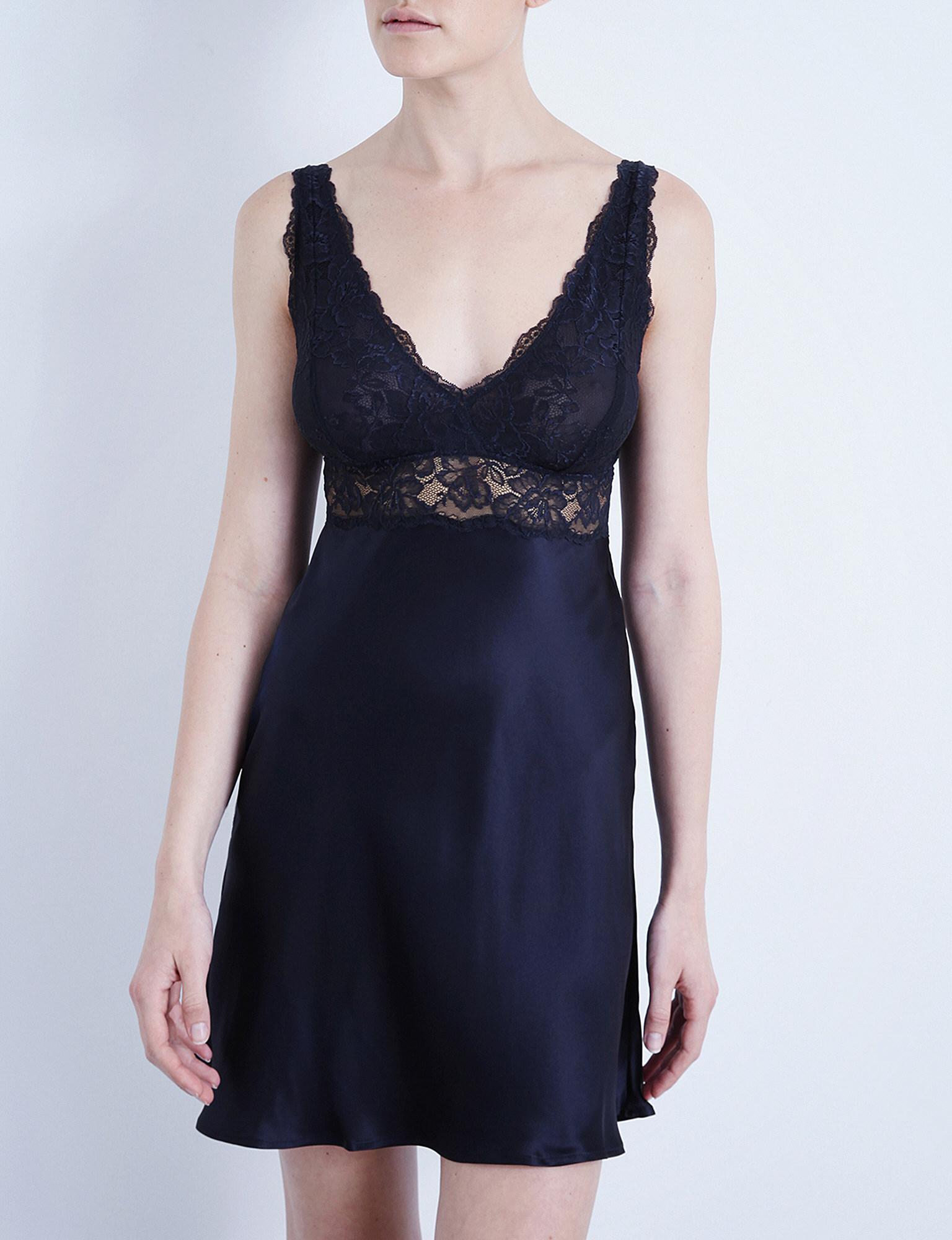 Nk imode Morgan Iconic Floral Lace And Silk-satin Chemise in Black | Lyst