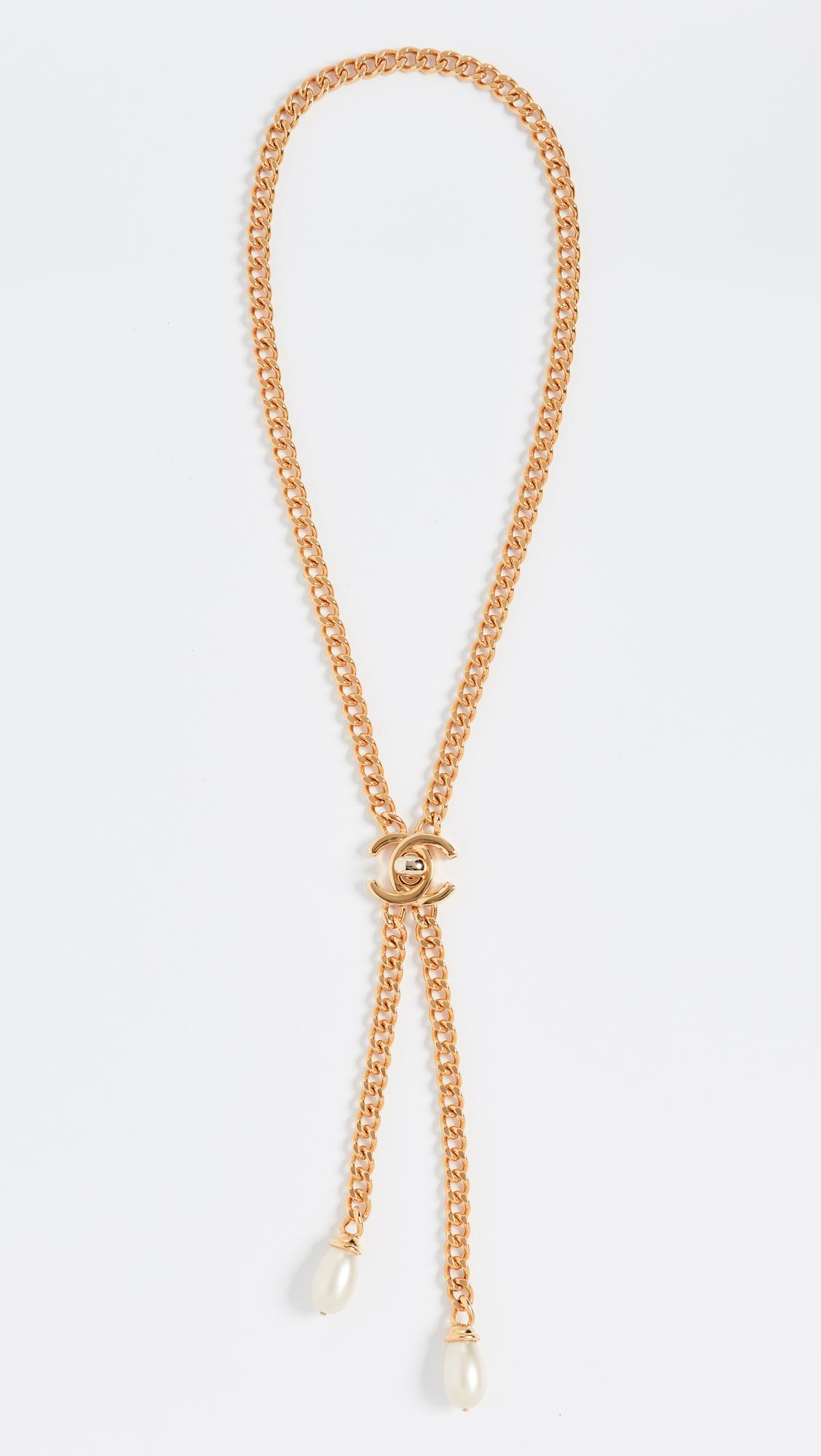 What Goes Around Comes Around Chanel Pearl Lariat Necklace in Metallic ...