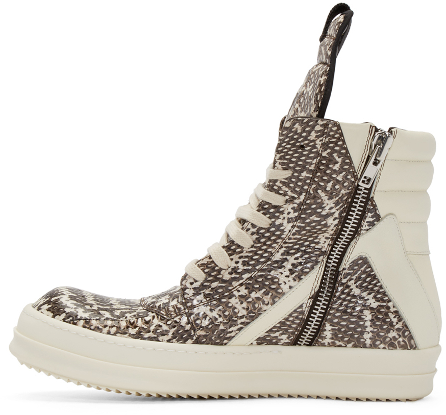 Rick owens Grey Snakeskin Geobasket High-top Sneakers in Gray for Men ...