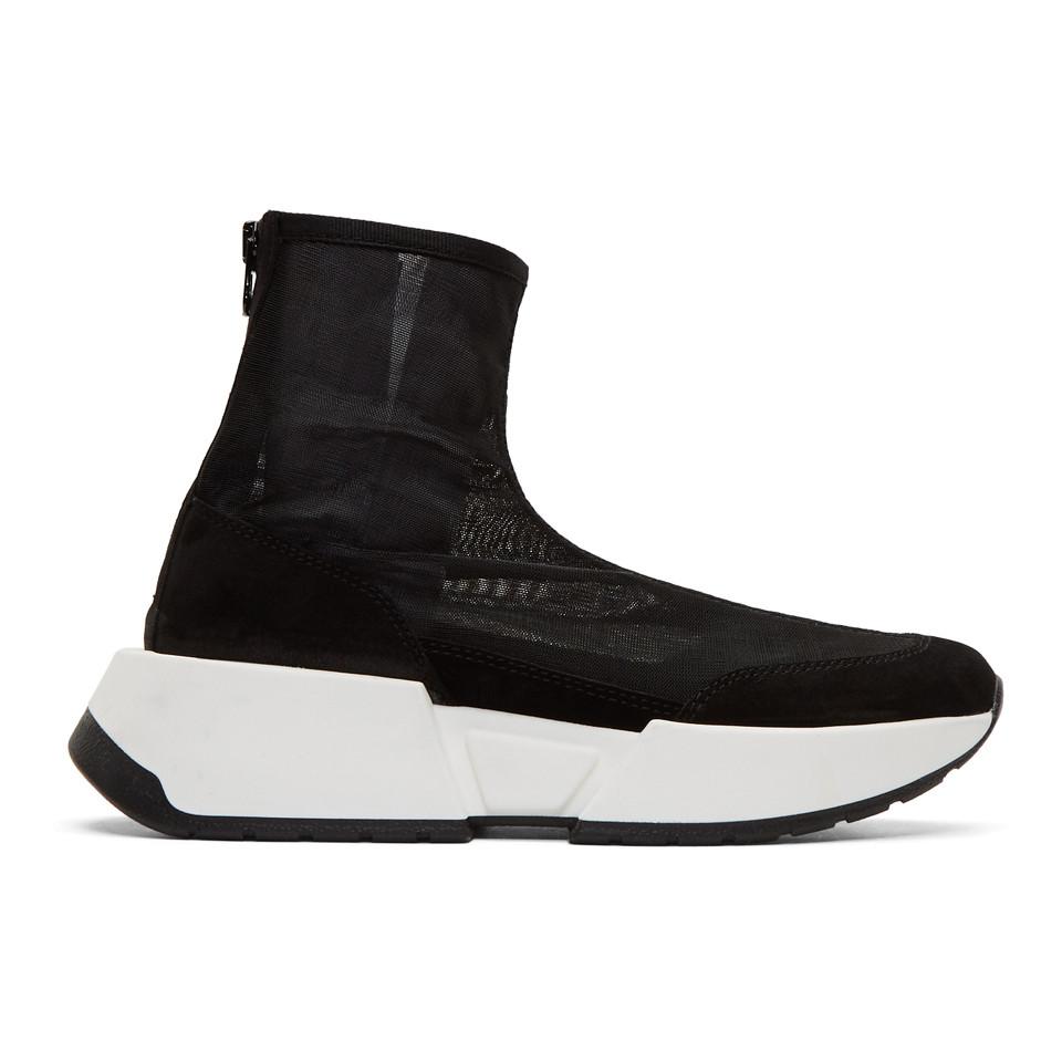 MM6 by Maison Martin Margiela Black Mesh Sock Runner Sneakers in Black ...