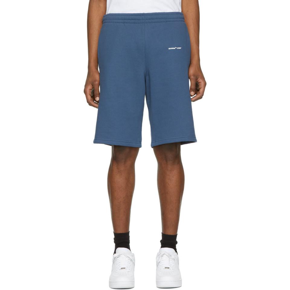 Off-White c/o Virgil Abloh Blue Logo Sweat Shorts in Blue for Men - Lyst