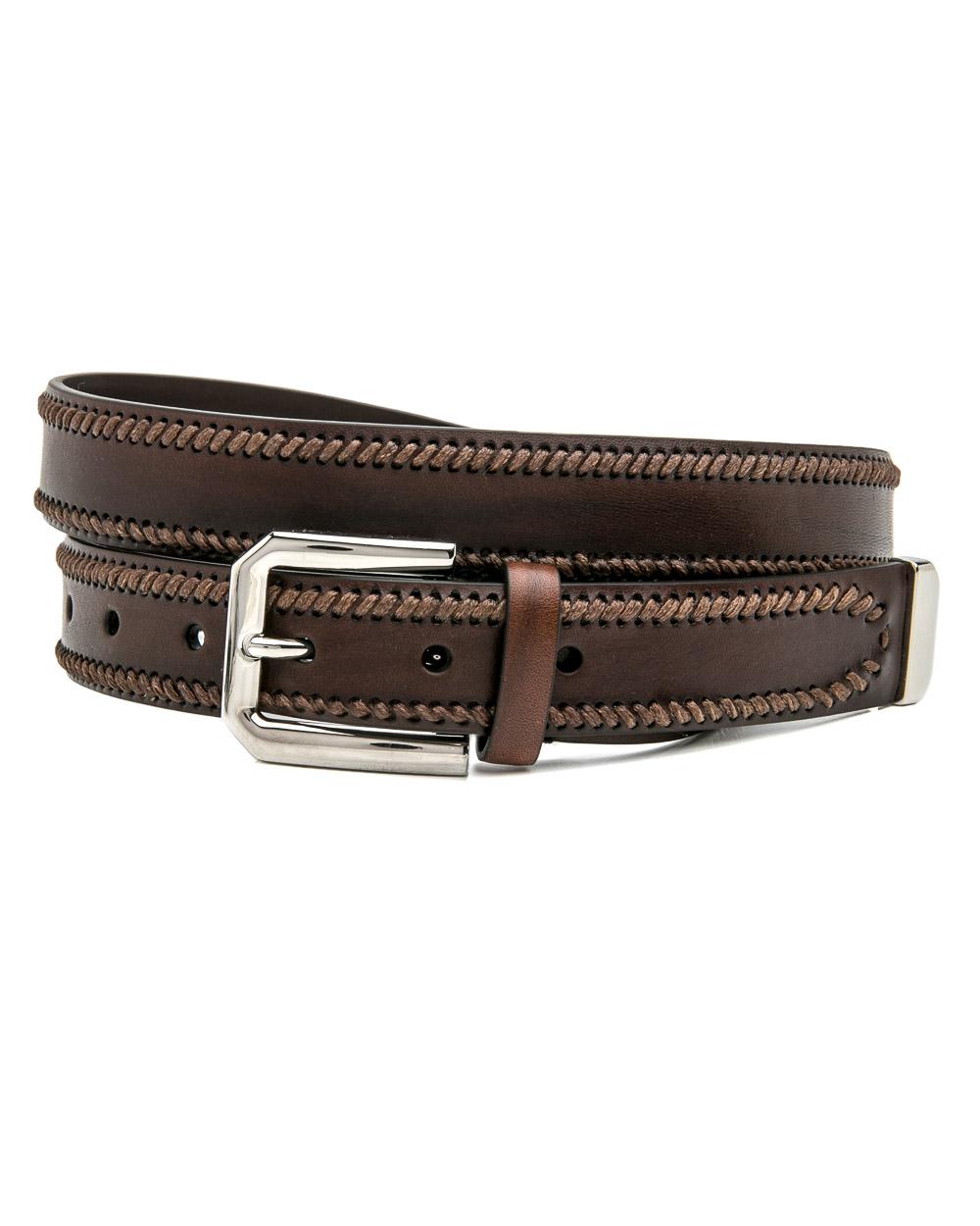 Brunello Cucinelli Tobacco Leather Belt 95 in Black for Men - Lyst