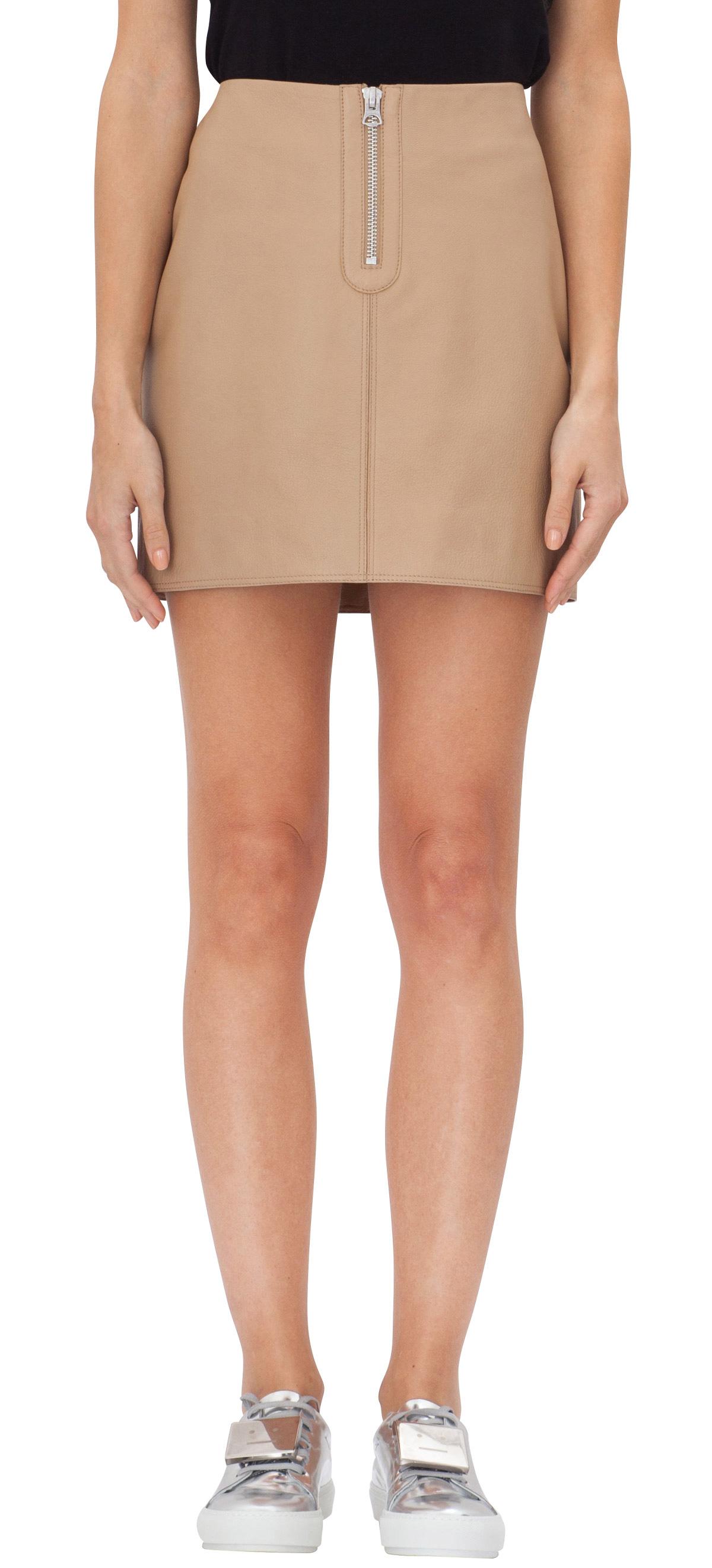 Acne studios Leather Mini Skirt in Natural | Lyst
