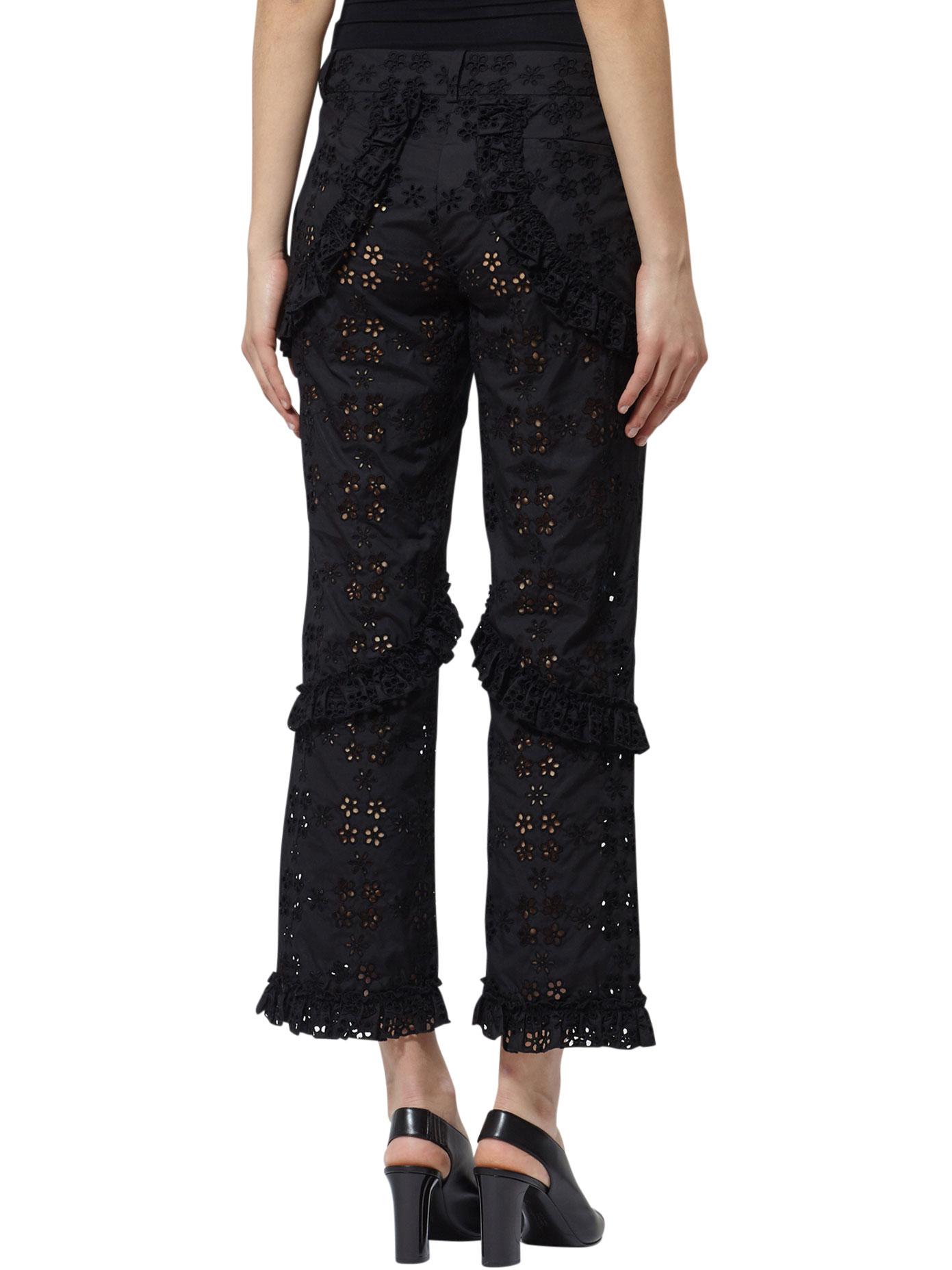 Simone rocha Ruffle Cropped Broderie Anglaise Trousers in Black | Lyst