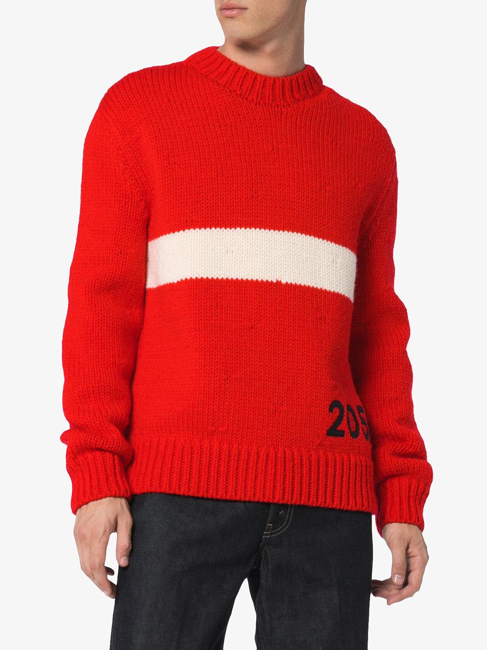 Lyst - CALVIN KLEIN 205W39NYC Wool Logo Crewneck Sweater in Red for Men