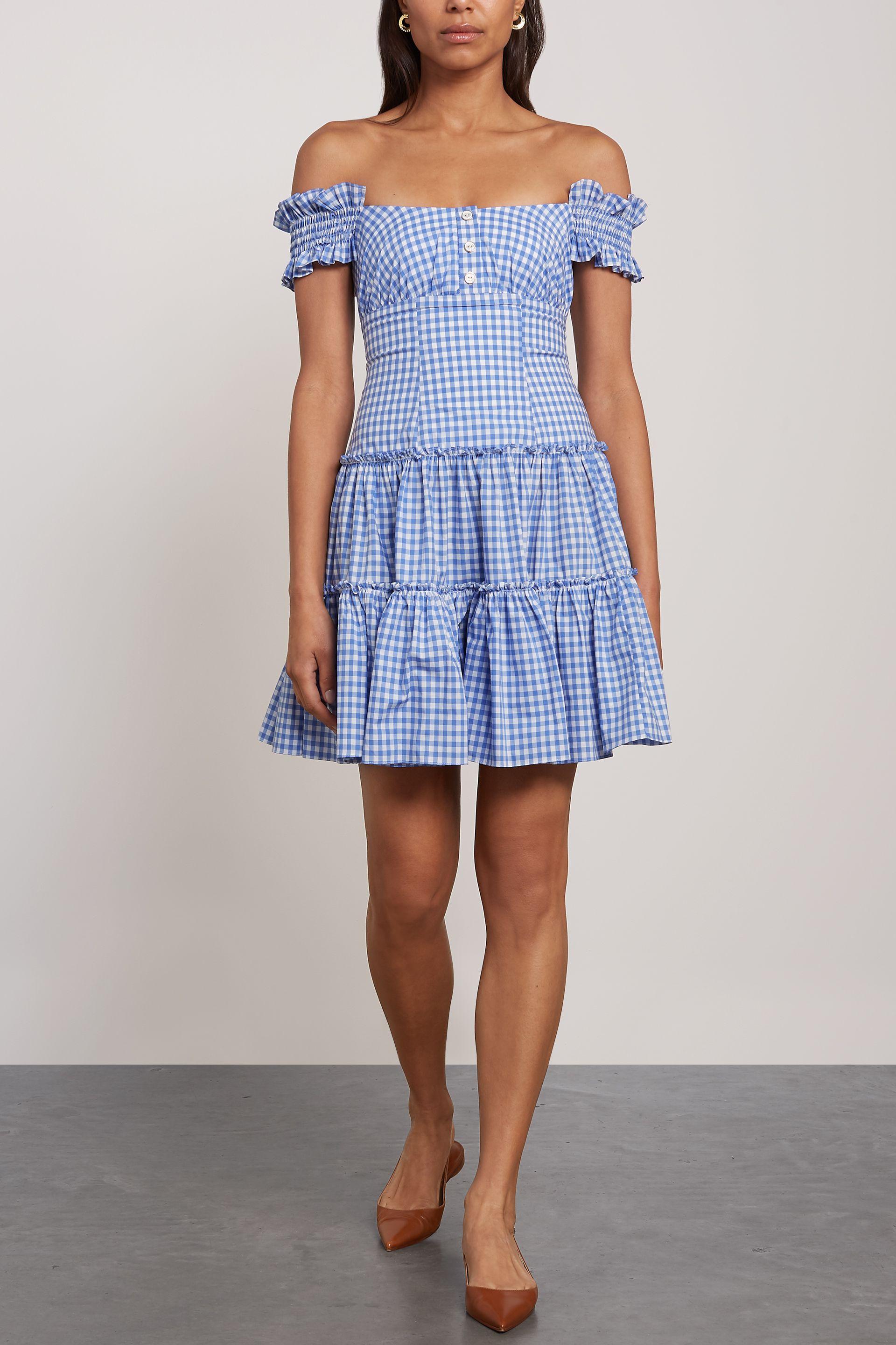 Caroline Constas Maria Off-the-shoulder Gingham Cotton-poplin Mini ...