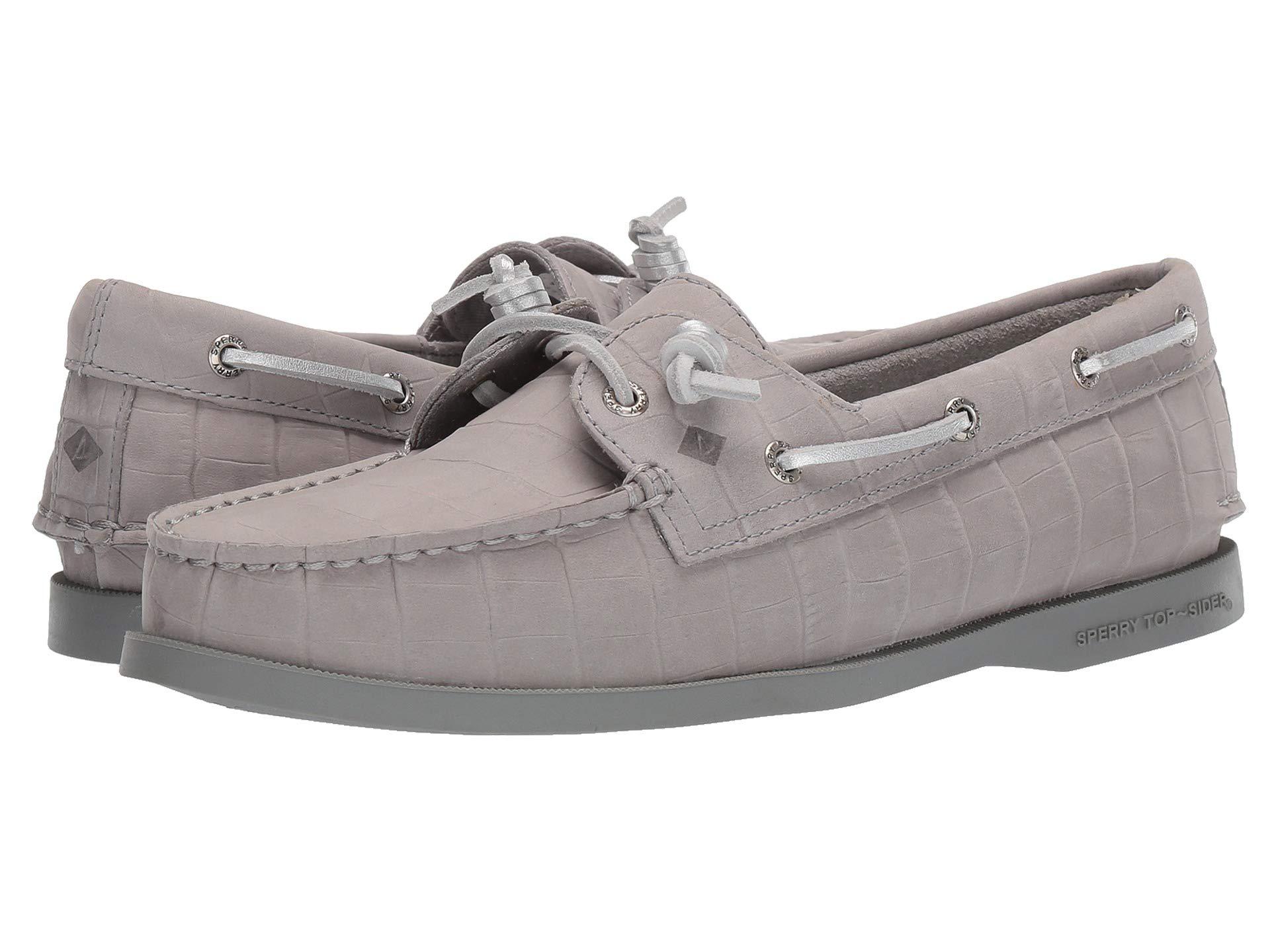 Sperry Top-Sider Leather A/o Vida Croc Boat Shoe in Grey (Gray) - Save ...