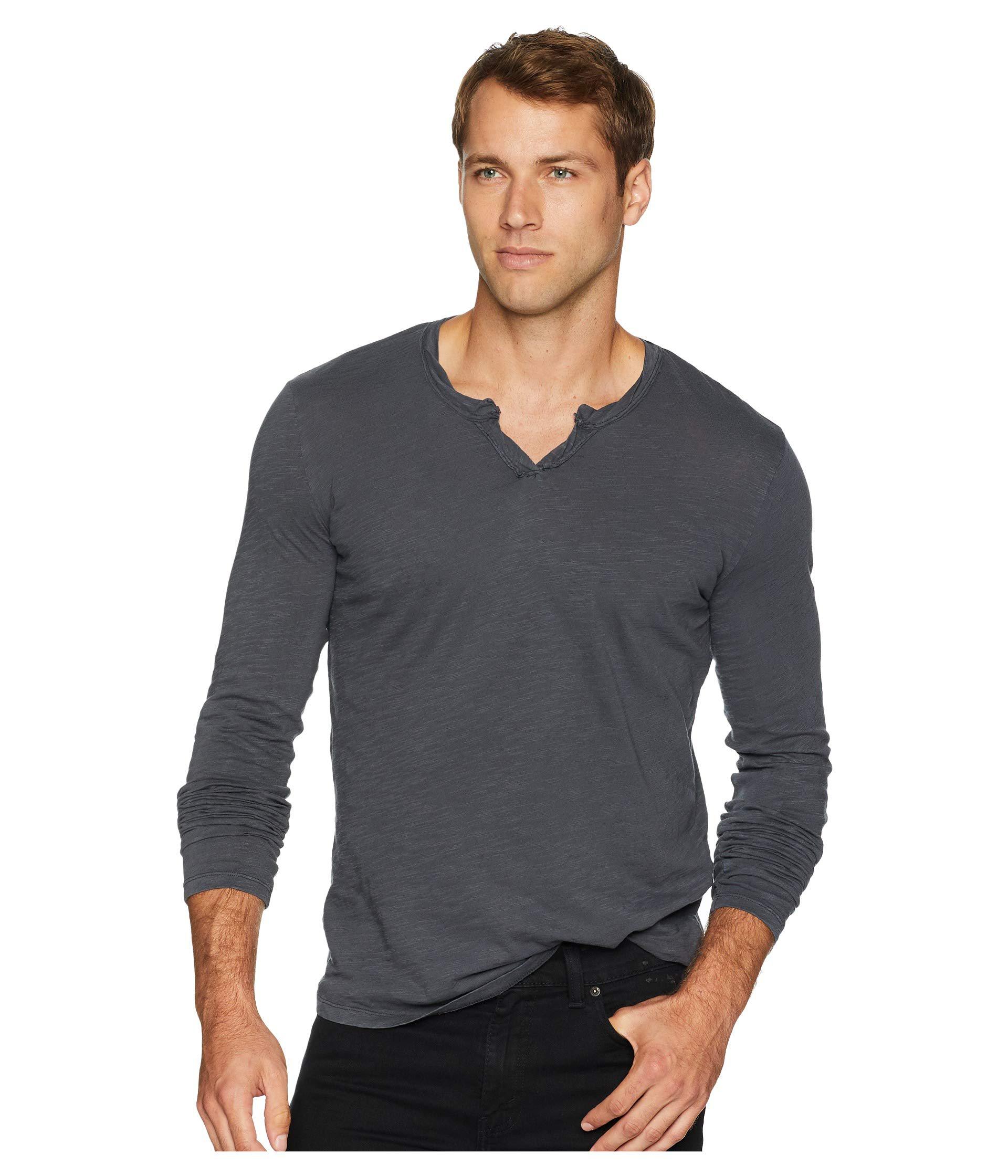 Lyst - Mod-o-doc Les Carillo Long Sleeve Notch Slub Jersey V-neck (grey ...